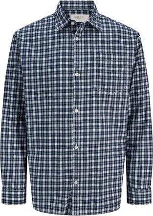 Jack & Jones Check Shirt Ls Jorjames Chemise &agrave; Carreaux en Flanelle Taille L, Ocean Cavern, M Hommes