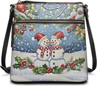 Coloranimal Sac &agrave; main &agrave; bandouli&egrave;re Corss pour femme - Sac &agrave; bandouli&egrave;re - Sac &agrave; bandouli&egrave;re - Sac &agrave; main de No&euml;l imperm&eacute;able, Bonhomme de neige de No&euml;l bleu