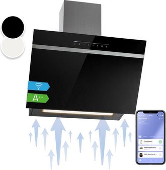Klarstein Klarstein - Dunstabzugshaube 60cm Umluft/Abluft, Dunstabzugshaube Schwarz mit Sp&uuml;hlmaschinenfestem Filter, Dunstabzug Schr&auml;g mit 514m&sup3;/h Luftstrom