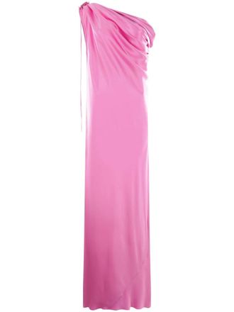 Max Mara robe longue en soie &agrave; une &eacute;paule - Rose