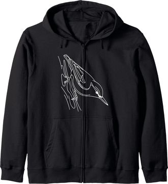 Jimbeels Line Art Vogel- und Ornithologist Wei&szlig;br&uuml;stenkleiber Kapuzenjacke