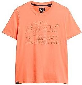 Superdry Embossed VL T Shirt, Fusion Coral, 34 Femme