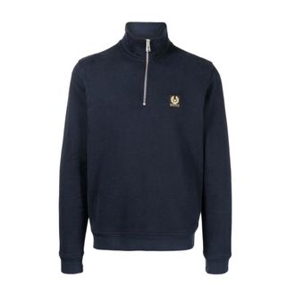 Belstaff Quarter Zip Logo Sweatshirt - - Sweatshirts & Hoodies - Herren - Blau - M