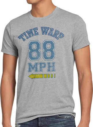 style3 Time Warp 88mph Herren T-Shirt Zukunft McFly Marty Gamer College, Gr&ouml;&szlig;e:XL, Farbe:Grau meliert