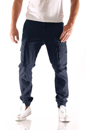 Jack & Jones Herren Jack & Jones Hose Cargo Jogger Pants Paul Flake AKM 542 Twill Gummibund, Farben:Navy, Größe Hosen:28W / 30L
