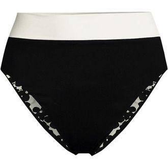 Lands End Wendbare Bikinihose mit extra hohem Beinausschnitt, High Waist, Damen, Größe:48-50 regular, Schwarz, Elasthan/Polyester, by Lands End