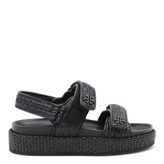 Tory Burch Tory Burch Sandalen - Black Leather Flats - Gr. 5_5 - in Schwarz - f&uuml;r Damen