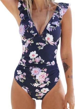 Generic Maillot de bain deux pièces amincissant et blindé pour femme avec bretelles - Grande taille avec soutien-gorge, violet, XL