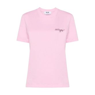 Msgm Pink Purple Baumwoll-T-Shirt - - Tops - Damen - Rosa - S