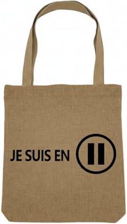 Fabulous Sac Shopping Tote Bag Aspect Lin - Je Suis en Pause Bouton Pause Repos Humour - Sac de Courses Toile Epaisse 360g Beige Naturel Cabas Port&eacute; Epaule Sol