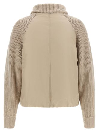 Brunello Cucinelli Knit Insert Hybrid Down Jacket - Beige