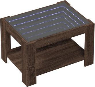 vidaXL LED-Couchtisch Braun Eichen-Optik 73x53x45 cm Holzwerkstoff Vidaxl