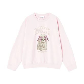 Ganni Puddle Rundhals-Sweatshirt - - Sweatshirts & Hoodies - Damen - Rosa - S