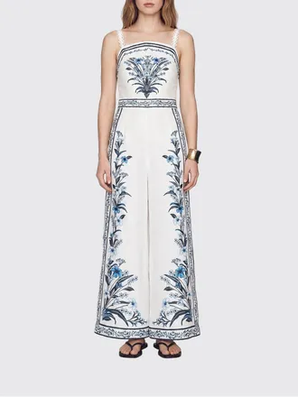 Farm Rio Langer Jumpsuit mit weitem Bein von aus Leinen mit Blumenprint