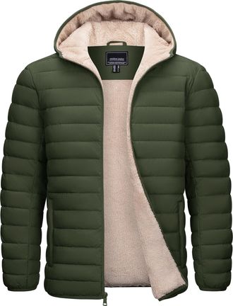 Magcomsen Herren Winterparka Warme Outdoorjacke Fleece Winddicht Kapuzenjacke Herren Gef&uuml;ttert Arbeitsjacke Verdickt &Uuml;bergangsjacke Wandern Winter Jacke mit Mul