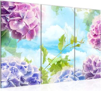 Runa Art Wandbilder Blumen Hortensien Bild XXL Wohnzimmer Schlafzimmer Bunt Natur 120 x 80 cm 3 Teilig 017531c