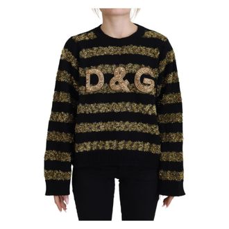 Dolce & Gabbana Kaschmirpullover mit Kristallen - Schwarz Gold - - Knitwear - Damen - Schwarzk - XS