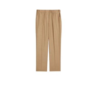 Max Mara Femme, Pantalons, Beige, Taille: 42 FR Pantalon en flanelle de laine monostretch avec microdessins