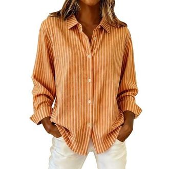 Generic Chemise d&eacute;contract&eacute;e pour femme - Couleur contrast&eacute;e - Automne et hiver - Imprim&eacute; &agrave; carreaux - Chemisier &agrave; carreaux pour femme, jaune, XXL