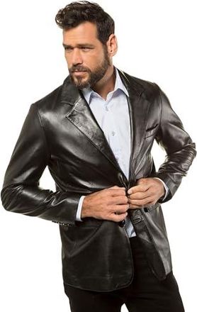 JP1880 Hommes Grandes Tailles L-8XL Veste en Cuir v&eacute;ritable Noir 7XL 720237100-7XL