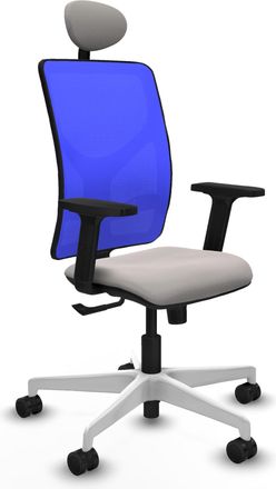 Piqueras y Crespo Schreibtischstuhl mit Armlehnen, h&ouml;henverstellbarer Lendenwirbelst&uuml;tze und festem Kopfteil, ausgestattet mit 3 Positionen und Schneidschaum, Blau/Wei&szlig;