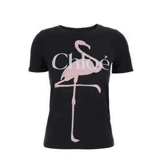 Chlo&eacute; Femme, Tops, Noir, Taille: 40 FR Baby Fit Logo T-Shirt