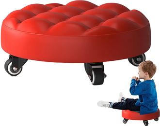 Generic Bodensitz - Liegestuhl aus PU-Leder, Liegestuhl mit Rollen | niedrige H&ouml;he mit 4 R&auml;dern, Bodenstuhl f&uuml;r die Reinigung des Hauses, im Freien, Garage