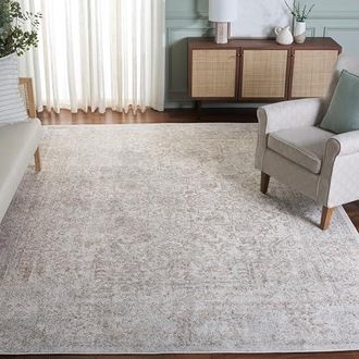 Safavieh Traditionell Teppich f&uuml;r Wohnzimmer, Esszimmer, Schlafzimmer - Evoke Collection, Kurzer Flor, Elfenbein und Taupe, 200 x 200 cm