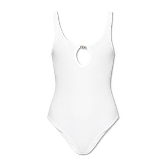 Diesel Femme, Tops, Blanc, Taille: 40 FR Body Ufby-D-Oval-Cotton-Rib