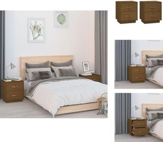 vidaXL Nachttische 2 Stk. Honigbraun 40x34x45 cm Massivholz Kiefer - Nachttische - Holzm&ouml;bel - Kiefernholz - Wohnzimmerm&ouml;bel - Schlafzimmerm&ouml;bel