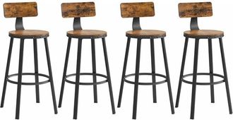 Vasagle Lot de 4, Chaises de Bar, Tabourets Hauts, avec Dossier, Siège de Cuisine, Cadre en Acier, Montage Facile, Siège de 73,5 cm de Haut, Style