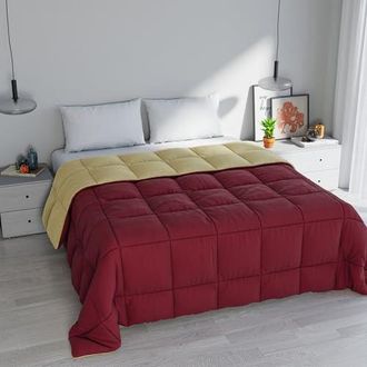 Italian Bed Linen ELEGANT Wintersteppdecke, Bordeaux/Creme, 260x260cm
