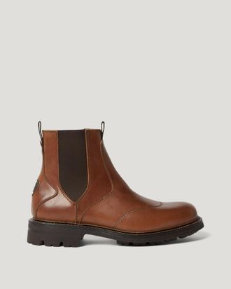 Belstaff Bottes Munro Pour Homme Cuir De Veau Brun Cognac Eu 40