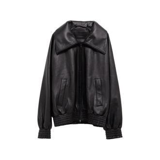 Balenciaga Logo-debossed Leather Jacket