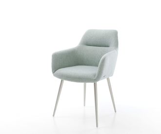 DELIFE Armlehnstuhl Pejo-Flex Stripes Mint 4-Fu&szlig; konisch Edelstahl, Esszimmerst&uuml;hle