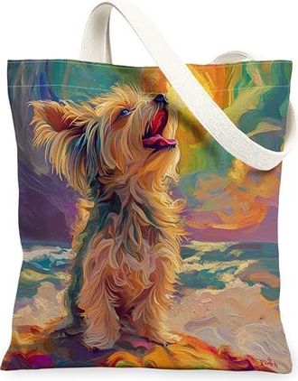 Generic Sac fourre-tout d&eacute;t&eacute; en toile pour faire du shopping, 33 x 38,1 cm, sac d&eacute;picerie r&eacute;utilisable pour femme, peinture esth&eacute;tique, d&eacute;coration cadeau