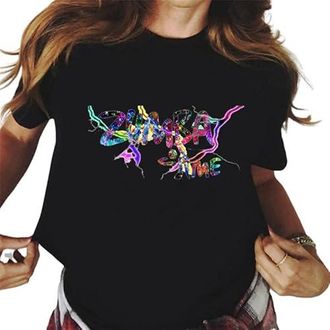 Keephen T-Shirt Zumba pour Femmes Workout Samba Aerobics Chemisier Tops Col Rond V&ecirc;tements de Sport Manches Courtes Fitness Sports Yoga Pullover Tops