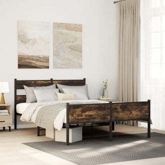 vidaXL Cadre de lit sans matelas ch&ecirc;ne fum&eacute; 140x200 cm bois ing&eacute;nierie Vidaxl