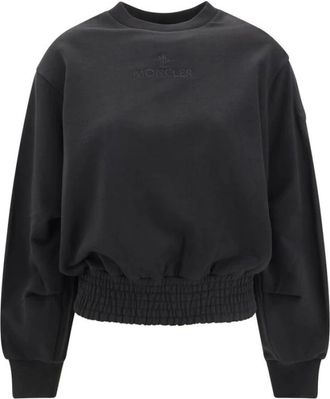 Moncler Femme, Sweatshirts et sweats &agrave; capuche, Noir, Taille: 38 FR SweaT-shirt &agrave; Logo avec D&eacute;tails C&ocirc;tel&eacute;s