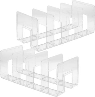 IFUNDOM DOITOOL 2 St&uuml;ck Transparenter B&uuml;cherst&auml;nder F&auml;chern Vertikaler Schreibtisch aktenhalter f&uuml;r B&uuml;ro und Schule Vielseitiger Desktop Organizer zur Klaren 