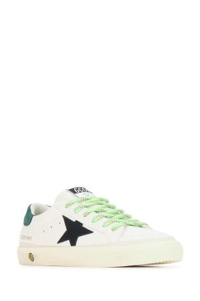 Golden Goose Boys May Nappa Upper Toe And Tongue Leather Star Suede Whiteblackgreen Sneaker