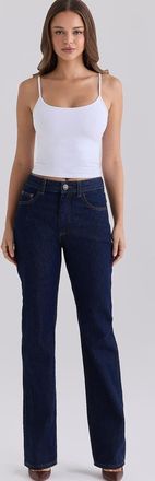 House of CB klassische Slim-Bootcut-Jeans mit mittlerer Leibh&ouml;he in dunkler Waschung-Blau