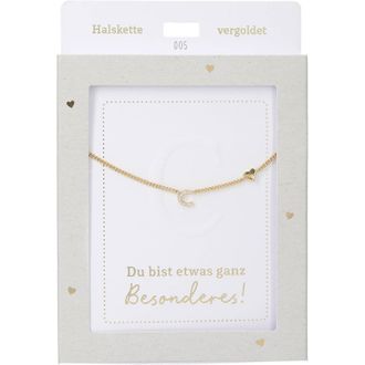 Depesche 13895.5 Halskette mit Buchstabe C und Herz, vergoldet, variabel in der L&auml;nge tragbar (42 cm + 5 cm), als Geschenk oder kleine Aufmerksamkeit