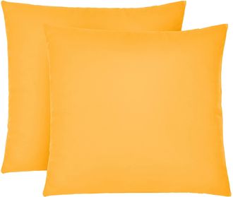 Biberna 0077144 Kopfkissenbezug Feinjersey, gekämmte Baumwolle, superweich 2x 80x80 cm, leicht gelb