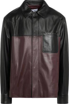 Loewe veste en cuir à design coulour block - Noir