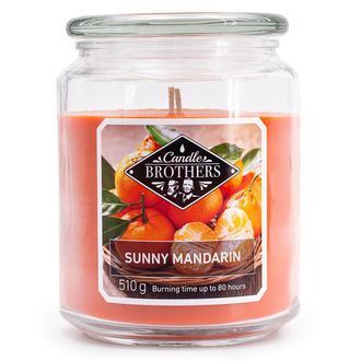 Candle-Brothers Gro&szlig;e Duftkerze im Glas mit Deckel | Sunny Mandarin | Duftkerze Orange | Kerze 2 Docht | Kerze lange Brenndauer | Geschenk f&uuml;r Frauen