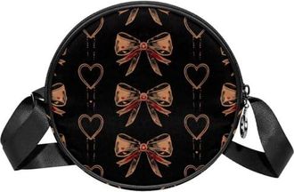 Generic Sac &agrave; bandouli&egrave;re circulaire pour femme, petit sac &agrave; bandouli&egrave;re avec fermeture &eacute;clair, bretelles r&eacute;glables, sac &agrave; main rond d&eacute;contract&eacute; pour femmes e