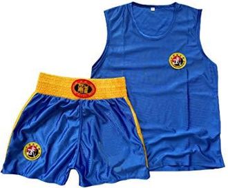 Inlefen Enfants Sanda Vêtements Garçons et Filles Adulte Boxe Boxe Shorts Muay Thai Vêtements Arts Martiaux Formation Vêtements,Bleu,EU 120 = Tag 130: Recomme