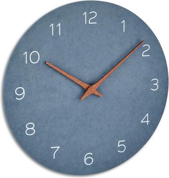 TFA Dostmann Analoge Wanduhr, 60.3054.06, mit Zeiger aus Holz, Quarzuhr, mit Langer Batterielaufzeit, taubenblau, MDF Holzfaser, (L) 297 x (B) 45 x (H) 297 mm