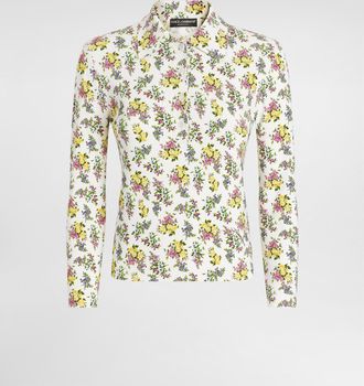 Dolce & Gabbana Small Floral-print Viscose Polo Shirt - Frau Strickwaren Multicolor 48